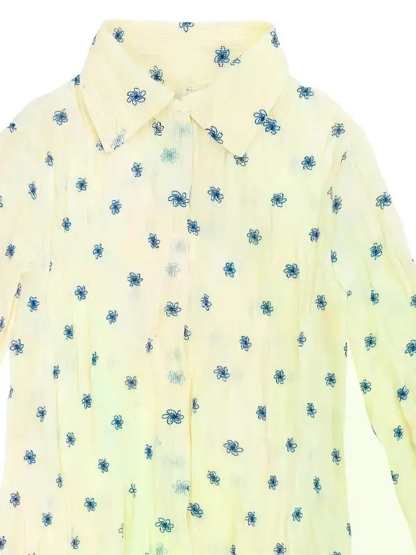 GONGDID DESIGN Floral Pleated Shirt-dress