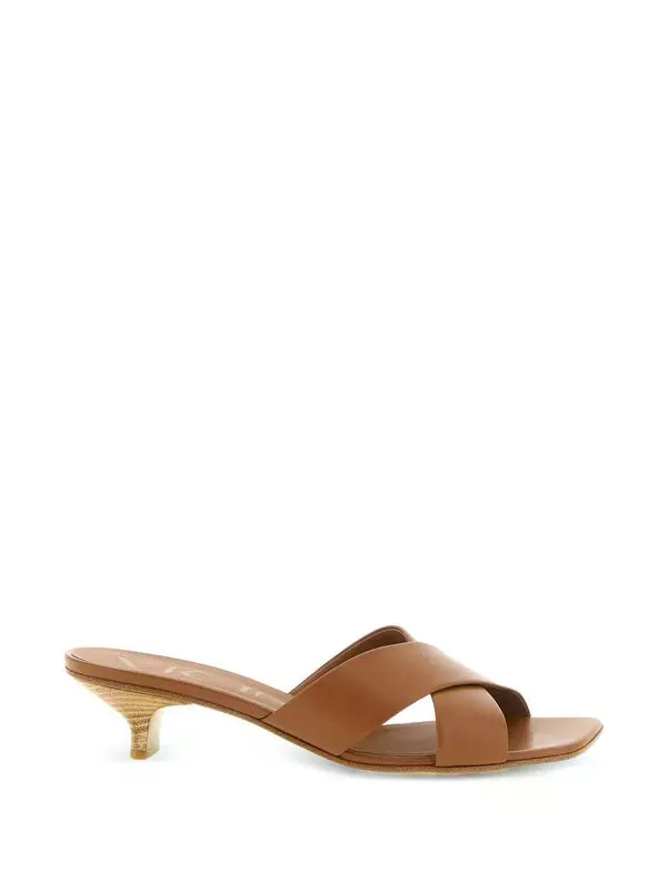 Vicini Crossed Bands Square Toe Mules