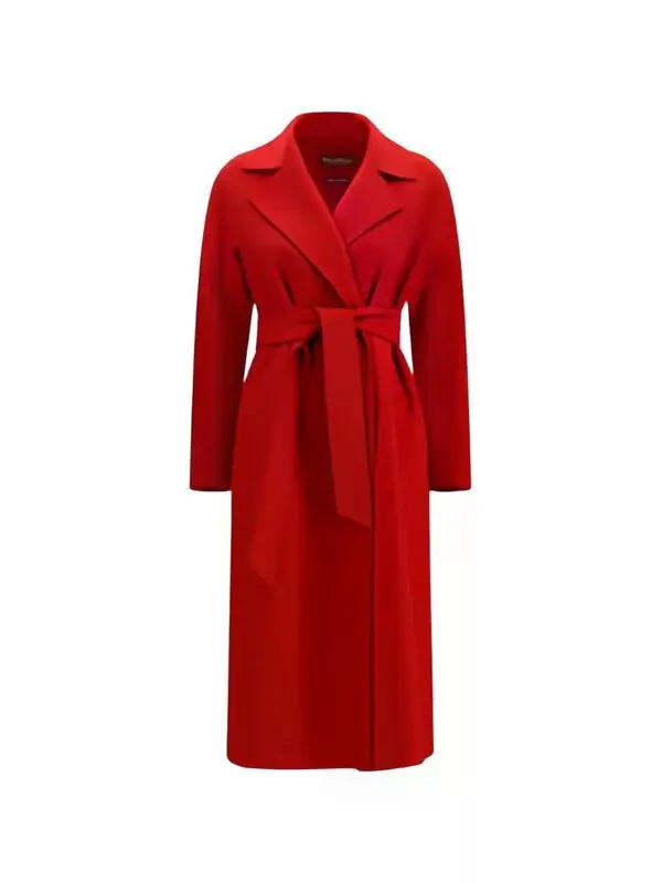 Max Mara Self-tie Notched Wool Coat - Red
