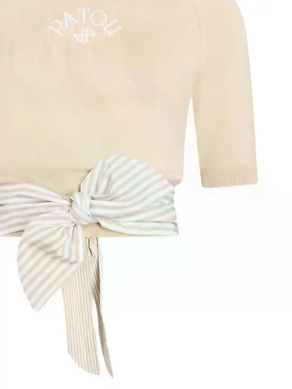 PATOU Short-sleeved T-shirt With Bow Detail - Neutrals