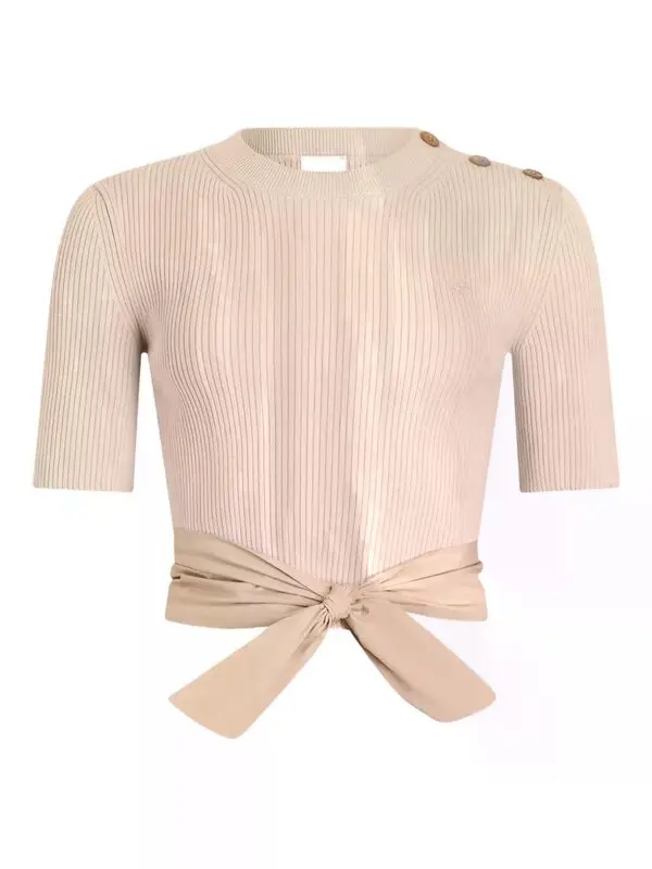 PATOU Knot-detail Buttoned T-shirt - Neutrals
