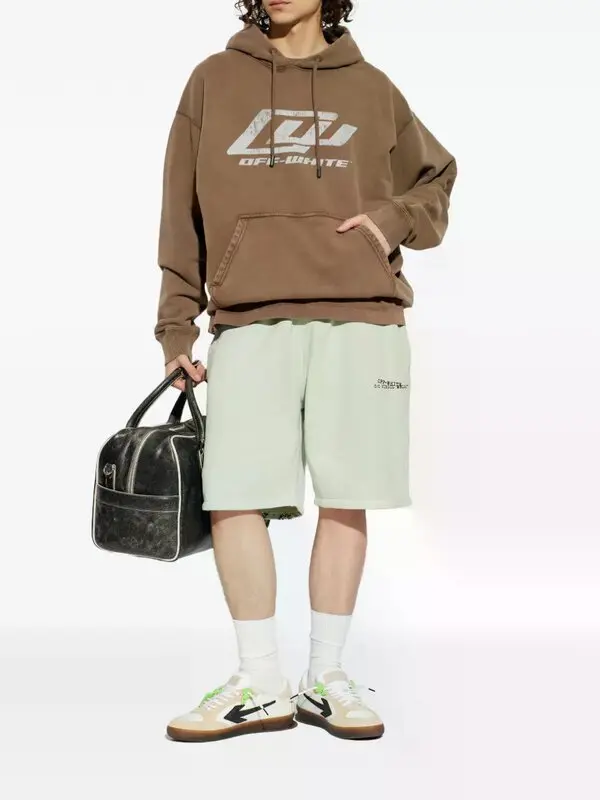 Off-White Logo Kangaroo-pocket Hoodie - Brown