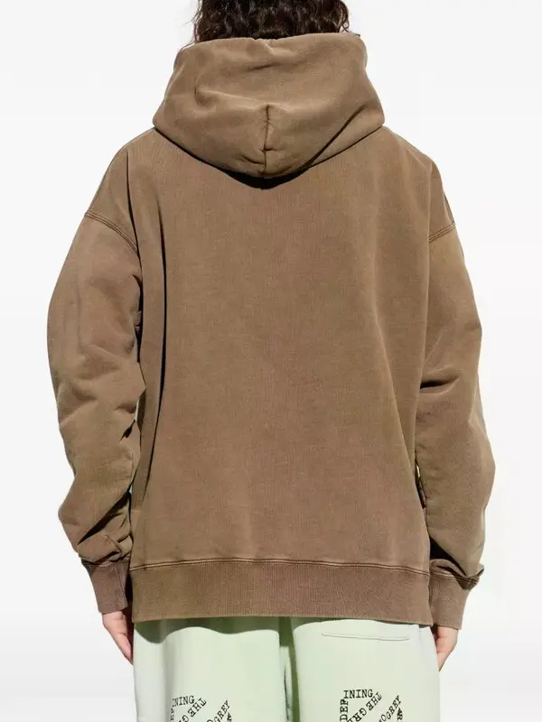 Off-White Logo Kangaroo-pocket Hoodie - Brown