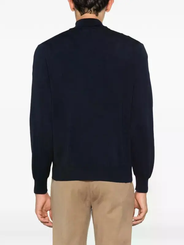 Canali Zip Mock Neck Sweater - Blue