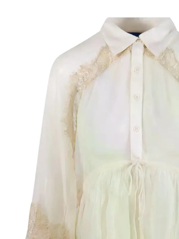 MES DEMOISELLES Deccala Lace Ruffled Blouse - Neutrals