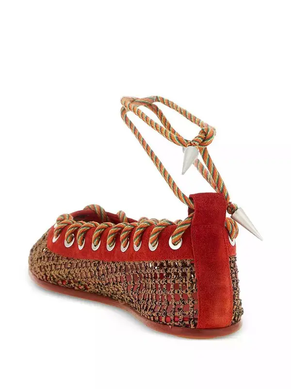 KIKO KOSTADINOV Reticella Tie Ballet Flats - Brown
