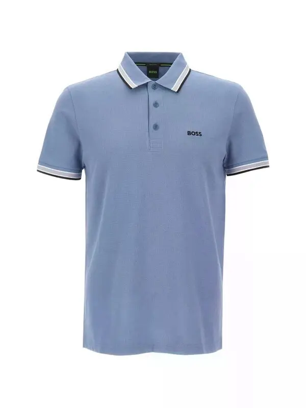 BOSS Pique Striped Polo Shirt - Blue