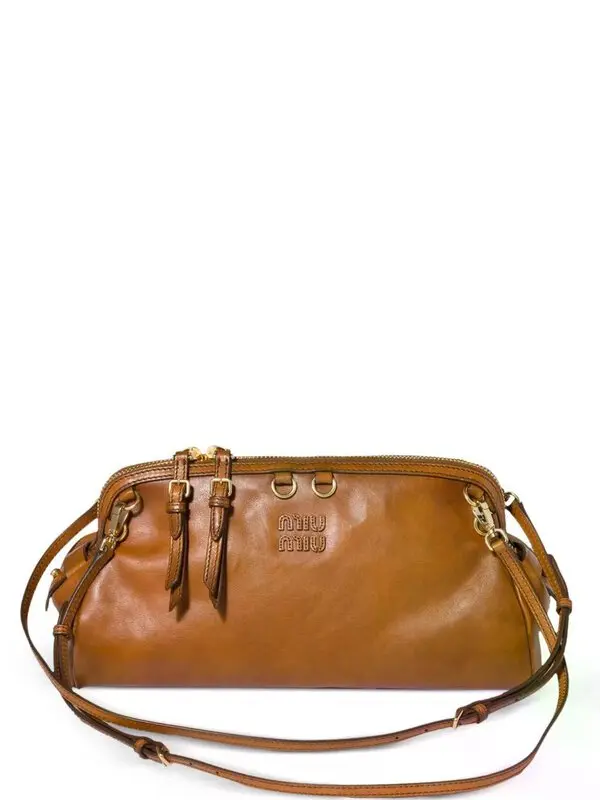 Miu Miu Caprice Leather Clutch - Brown