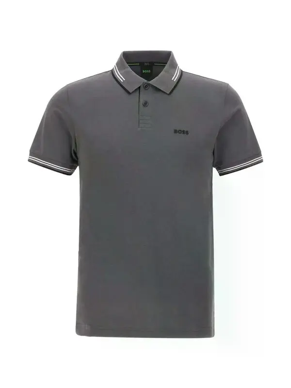 BOSS Striped-trim Polo Shirt - Grey