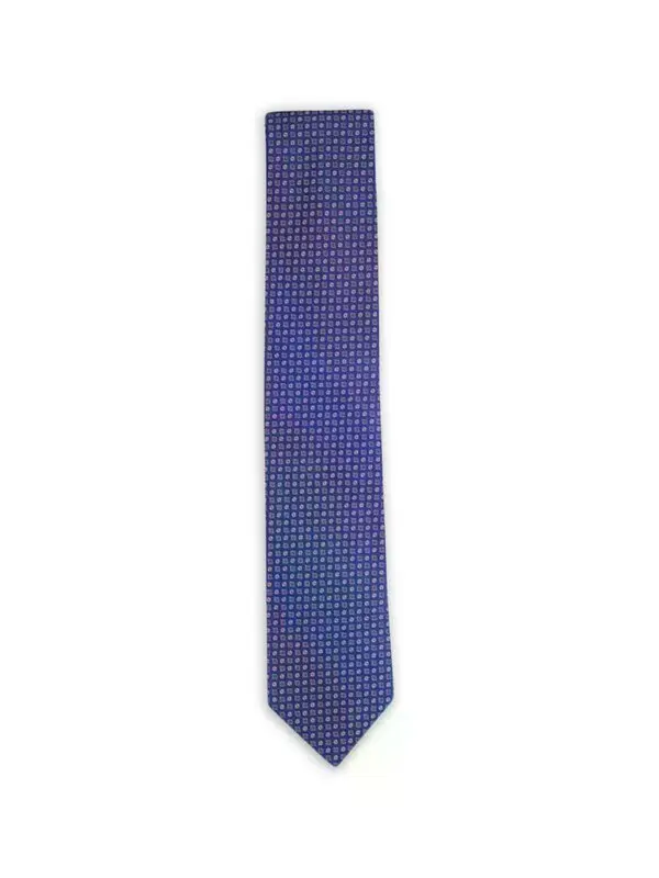 Canali Geometric-pattern Silk Tie - Blue