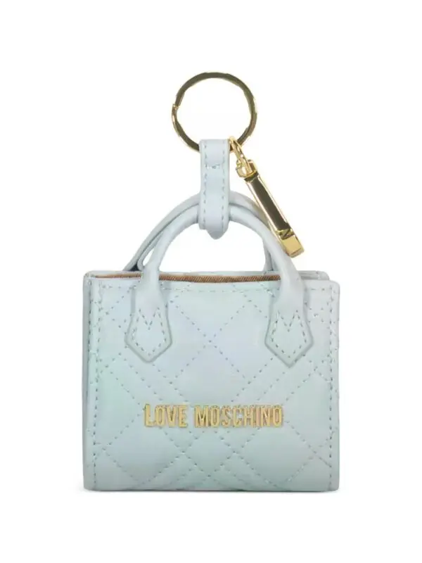Moschino Quilted Bag Keyring - Blue