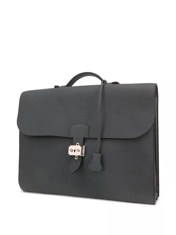 Hermès Top Handle Leather Briefcase - Grey