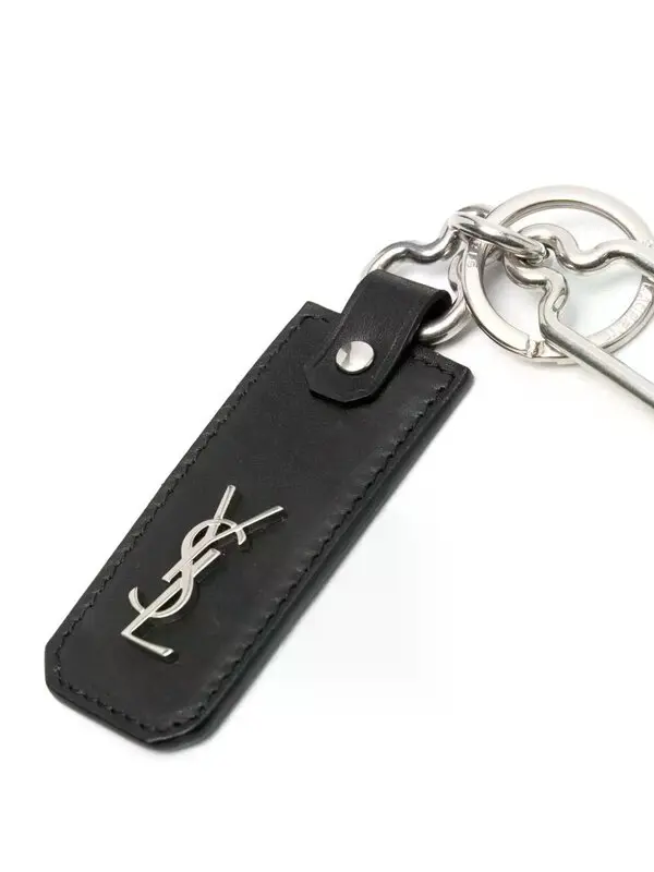Saint Laurent Cassandre-plaque Leather Keyring