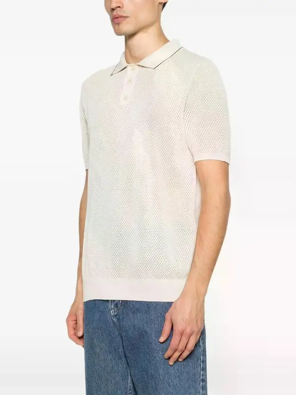 AMARANTO Contrasting-trim Polo Shirt - Neutrals