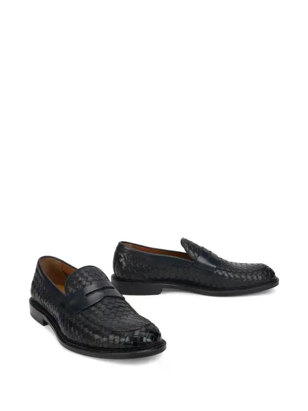 DOUCAL'S Woven Penny Loafers - Black