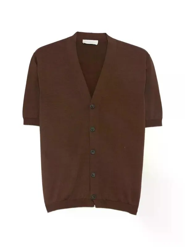 LUIGI GENTILE Button V-neck Cardigan - Brown
