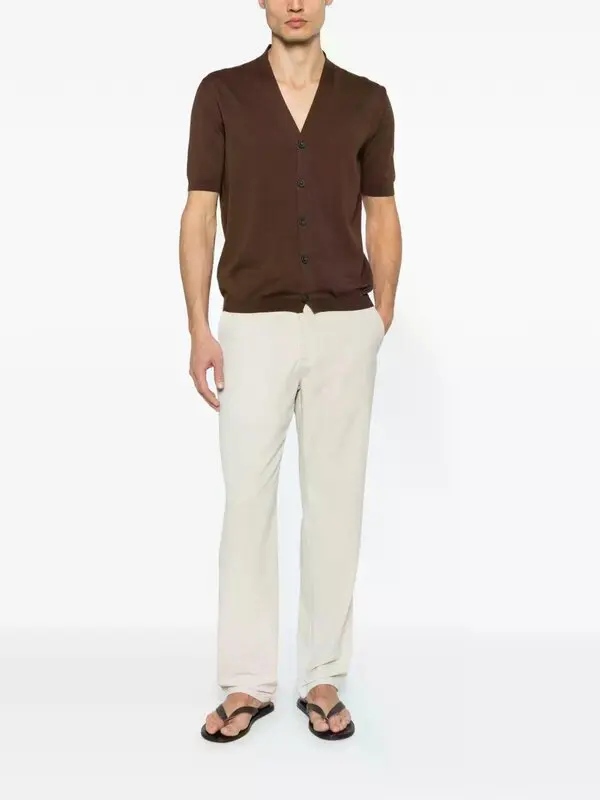 LUIGI GENTILE Button V-neck Cardigan - Brown