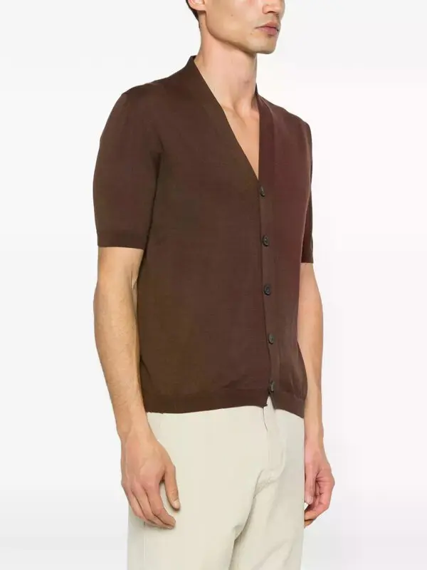 LUIGI GENTILE Button V-neck Cardigan - Brown