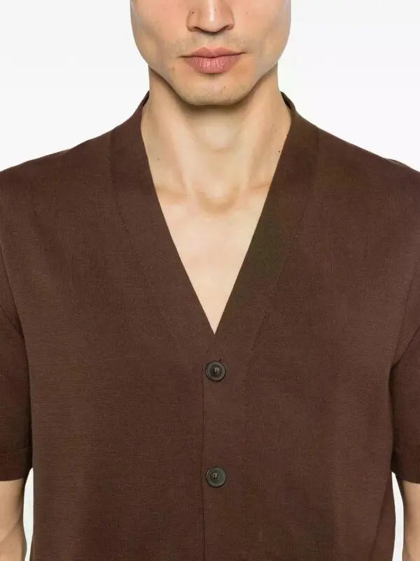 LUIGI GENTILE Button V-neck Cardigan - Brown