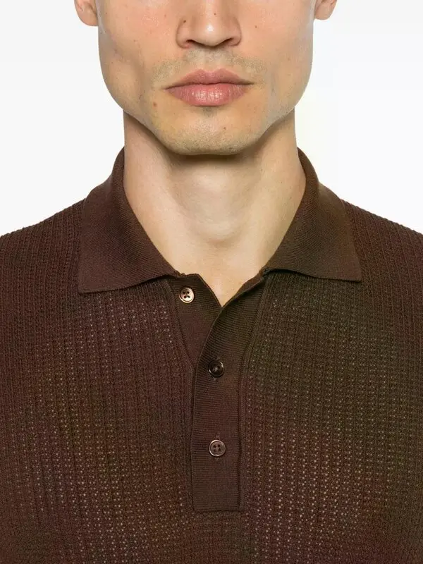 LUIGI GENTILE Open-knit Polo Shirt