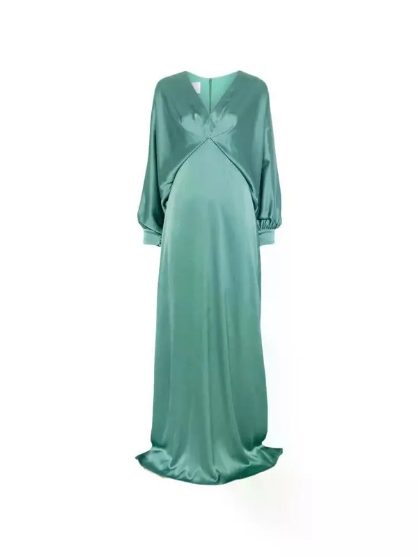 AIRE Gathered V-neck Maxi Dress