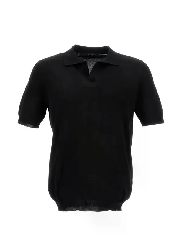 Tagliatore Fine-knit Polo Shirt - Black