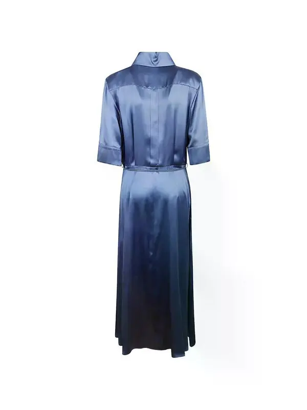 CRIDA MILANO Collared Belted Midi Dress - Blue