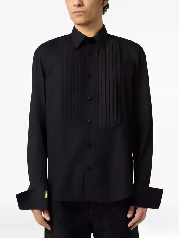 BILLIONAIRE Pleated Shirt - Black