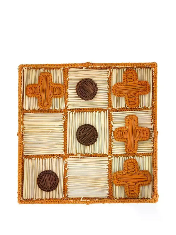 CORO CORA Woven Tic Tac Toe Board Game - Neutrals