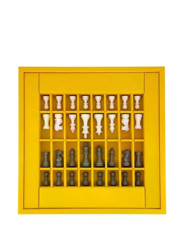 HECTOR SAXE Checkered Leather Chess Set - Yellow