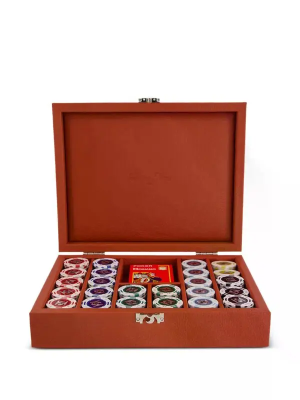 HECTOR SAXE Leather Poker Set - Red