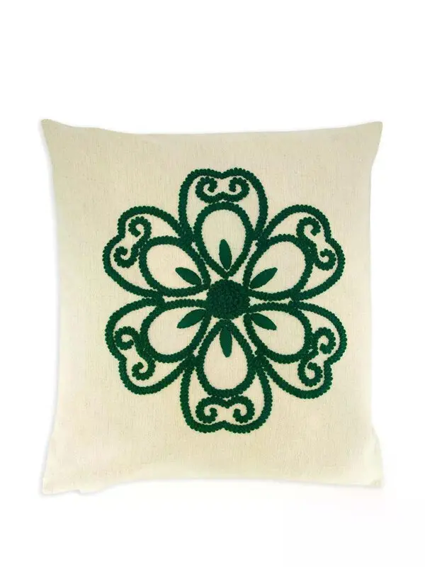 HOUSE OF CAPRICORN Embroidered Linen Cushion - Neutrals