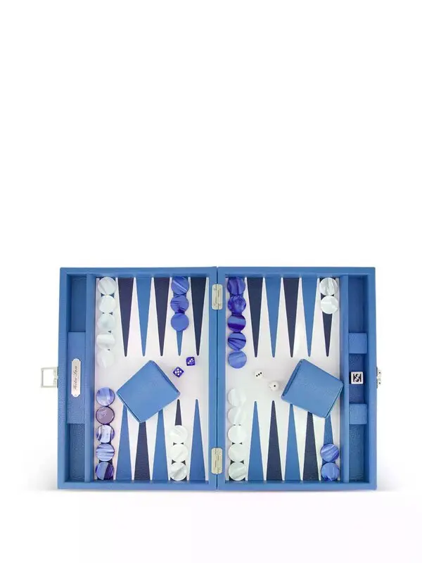 HECTOR SAXE Medium Baptiste Grained Backgammon - Blue