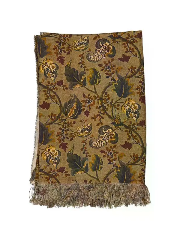 THE HOUSE OF LYRIA Sollievo Paisley-pattern Fringed Tablecloth - Brown
