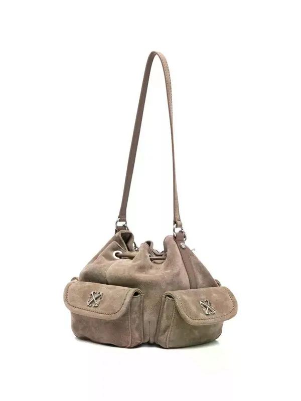 Off-White Appliqué Chain Suede Bucket Bag - Neutrals