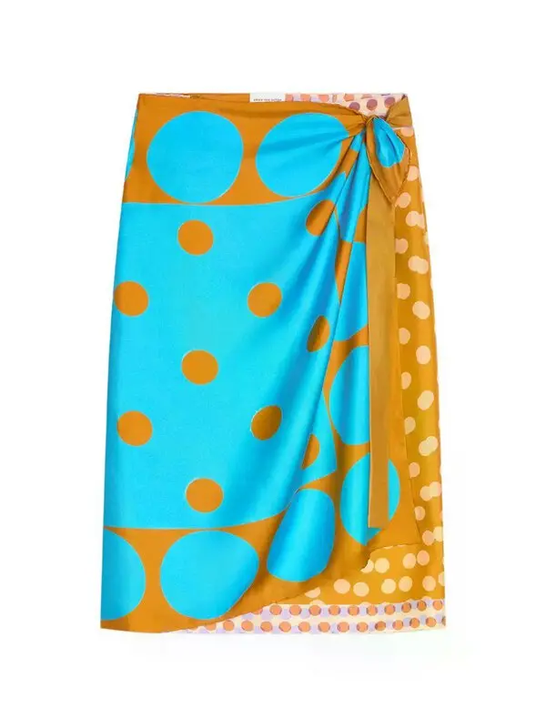 Dries Van Noten Polka Dot Midi Skirt - Blue