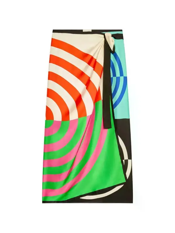 Dries Van Noten Printed Wrap Midi Skirt - Green