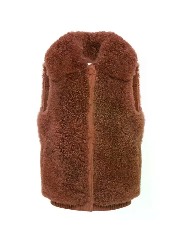 YVES SALOMON Button-up Gilet - Brown