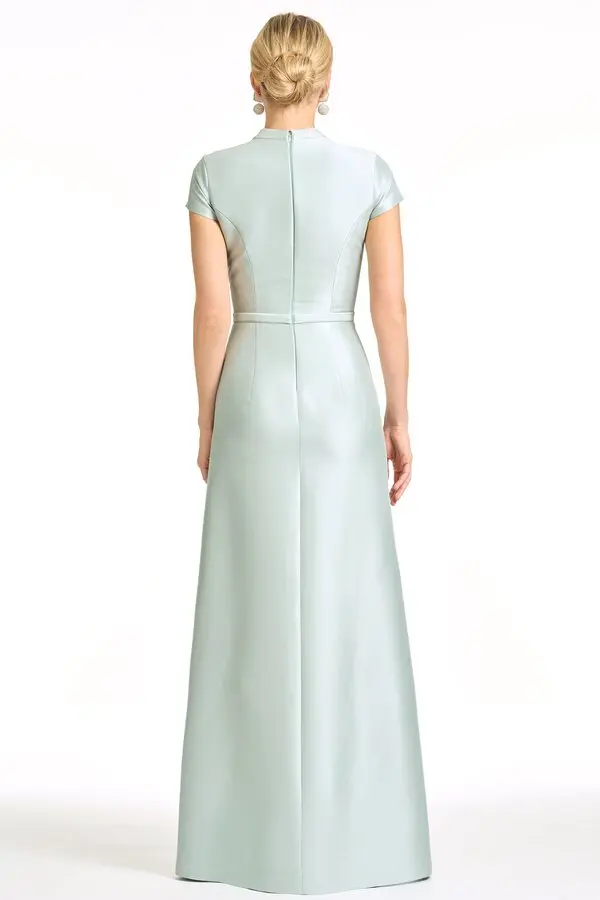 Sachin & Babi Embellished Mikado A-line Gown - Celadon