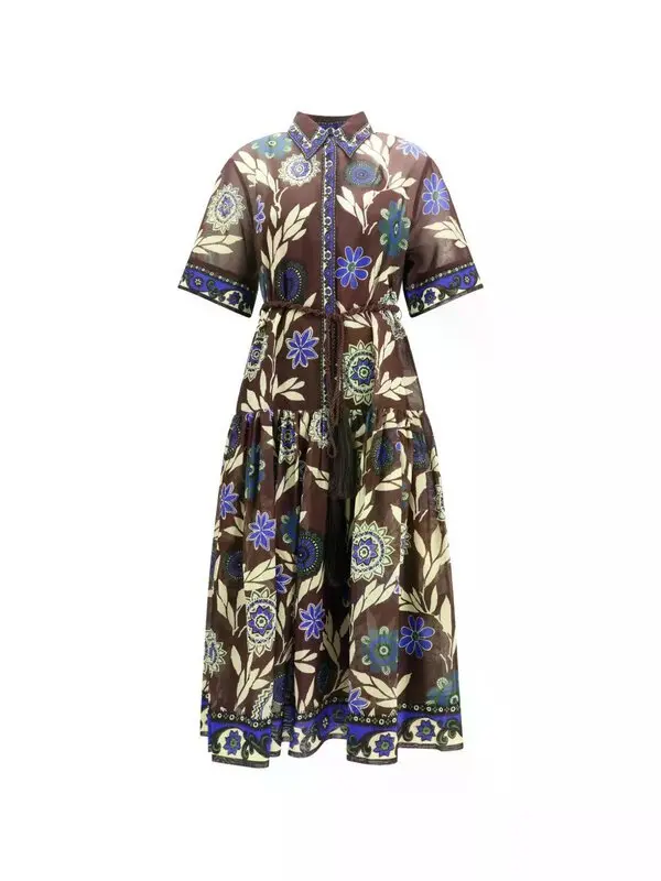 ALEMAIS Jasper Floral-print Midi Dress - Brown