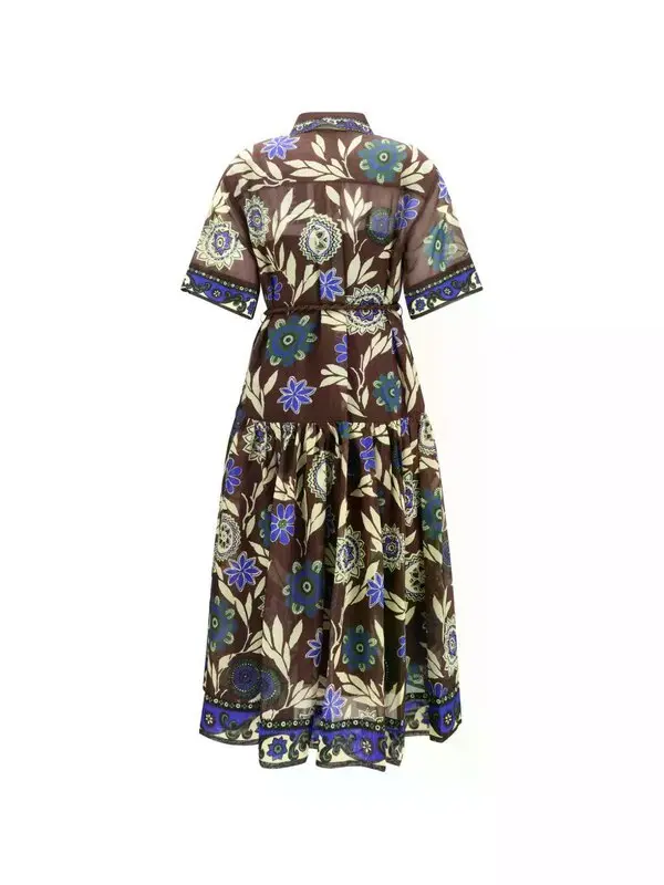 ALEMAIS Jasper Floral-print Midi Dress - Brown