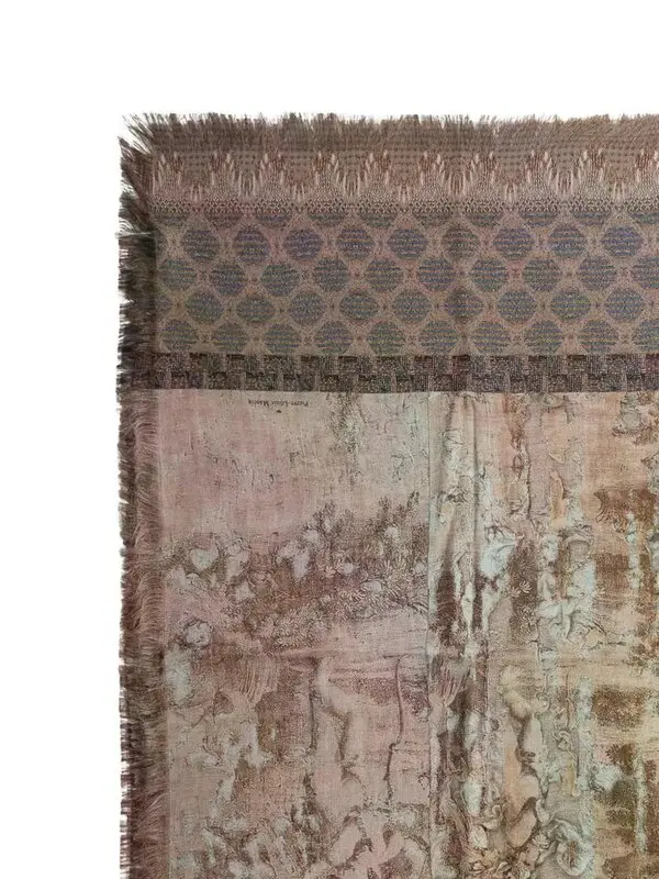 PIERRE-LOUIS MASCIA Fringed Patterned Scarf - Neutrals
