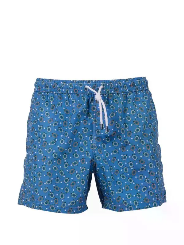 Fedeli Turtle Print Swim Trousers - Blue