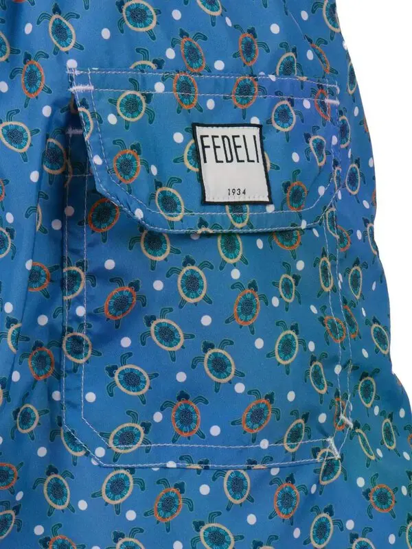 Fedeli Turtle Print Swim Trousers - Blue