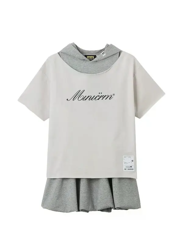 MINI CREAM Hooded Raw-cut Dress