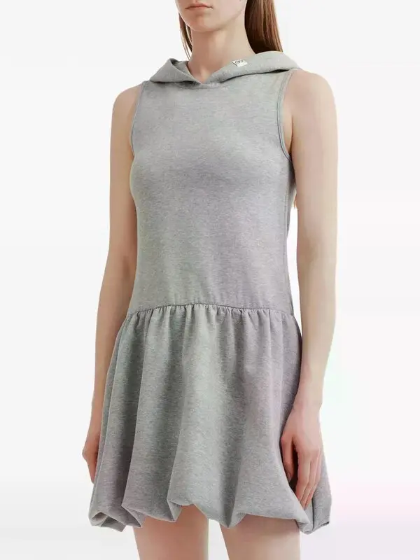 MINI CREAM Hooded Raw-cut Dress