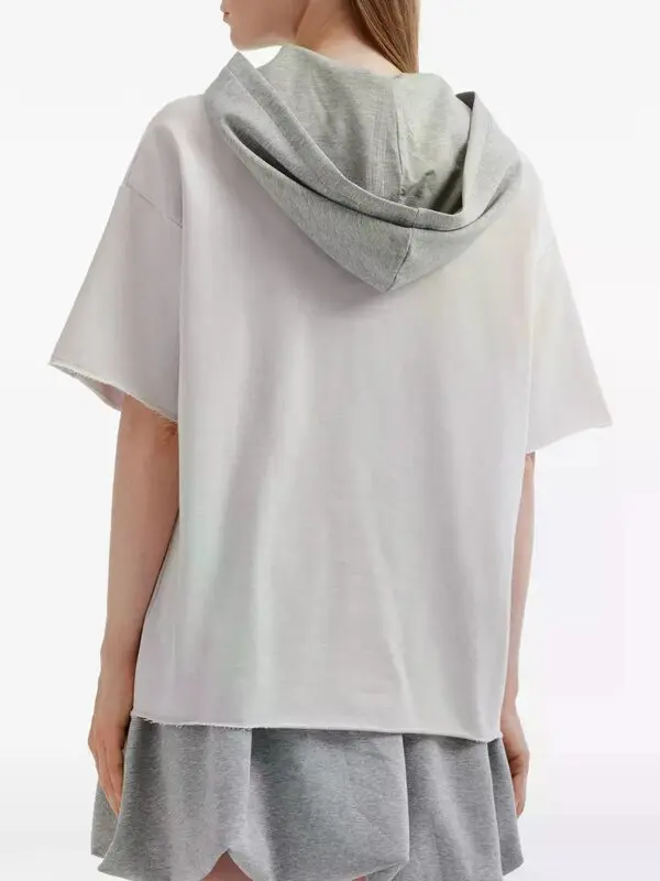 MINI CREAM Hooded Raw-cut Dress
