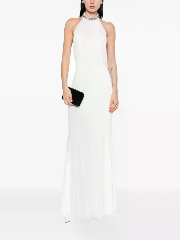 NISSA Backless Maxi Dress - White