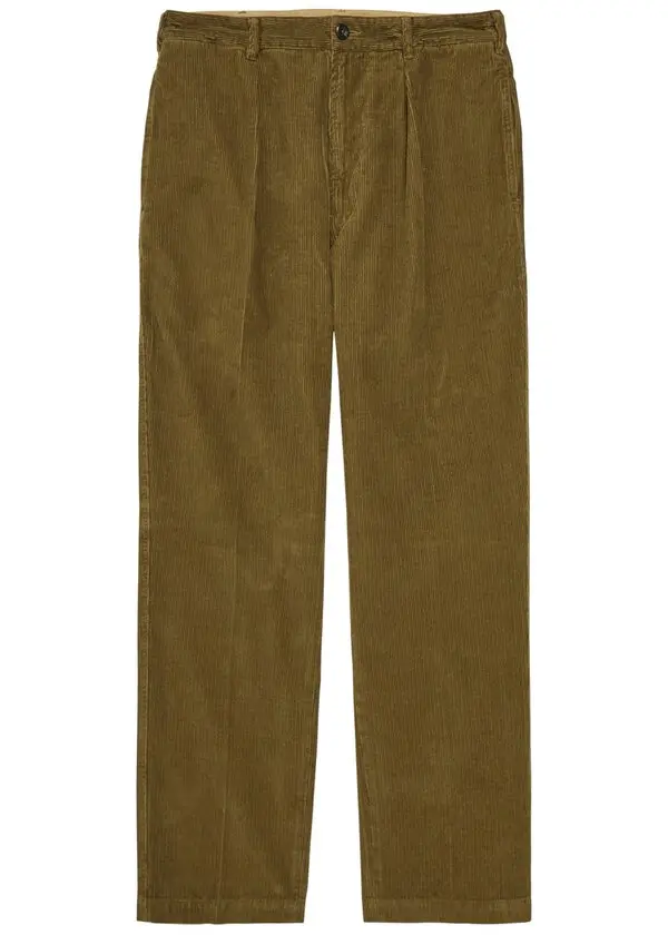 DRAKE'S Tapered-leg Corduroy Trousers - Khaki