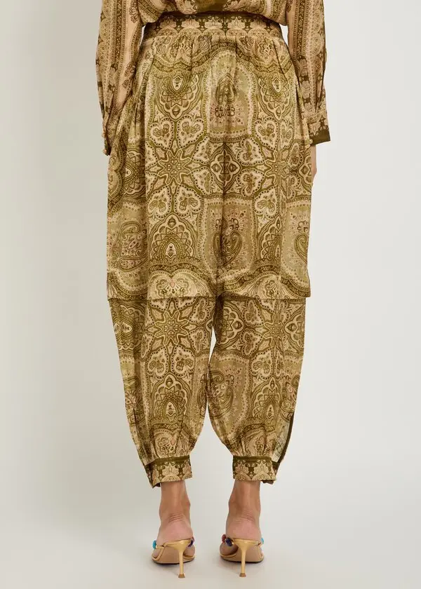 Zimmermann Luna Paisley-print Silk Trousers - Olive